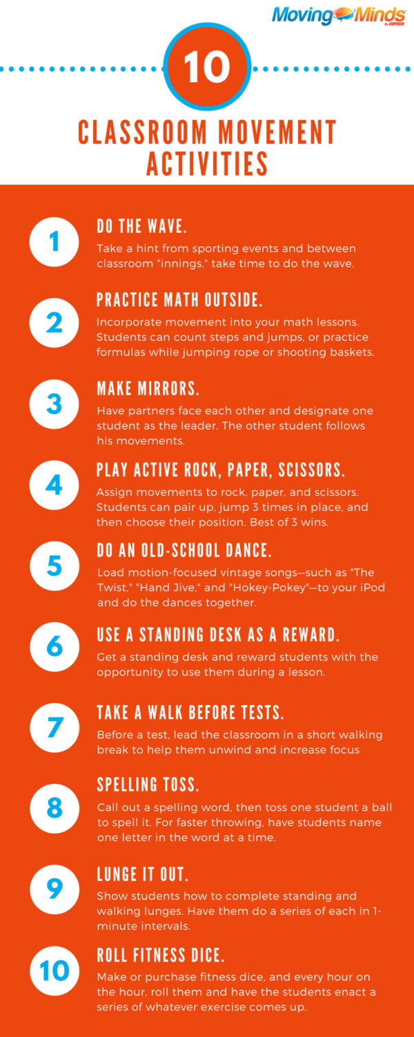 10 Classroom Movement Activities [Infographic] | Moving Minds Blog