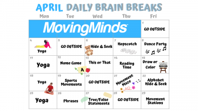 April Daily Brain Breaks Calendar | Moving Minds Blog